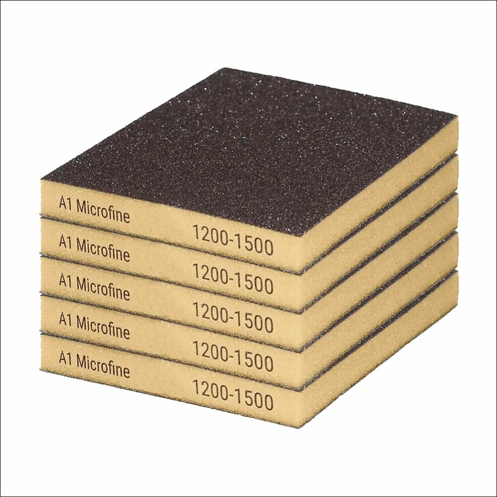 Двусторонняя губка А1 Spongebob Microfine P1200-1500 бежевая 5 штук