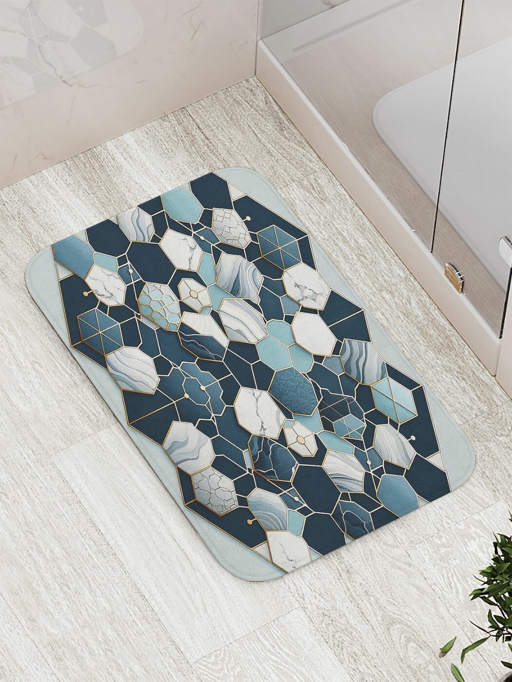 Коврик для ванной комнаты, туалета "Декор из элементов" противоскользящий, 52х77 см, JoyArty
