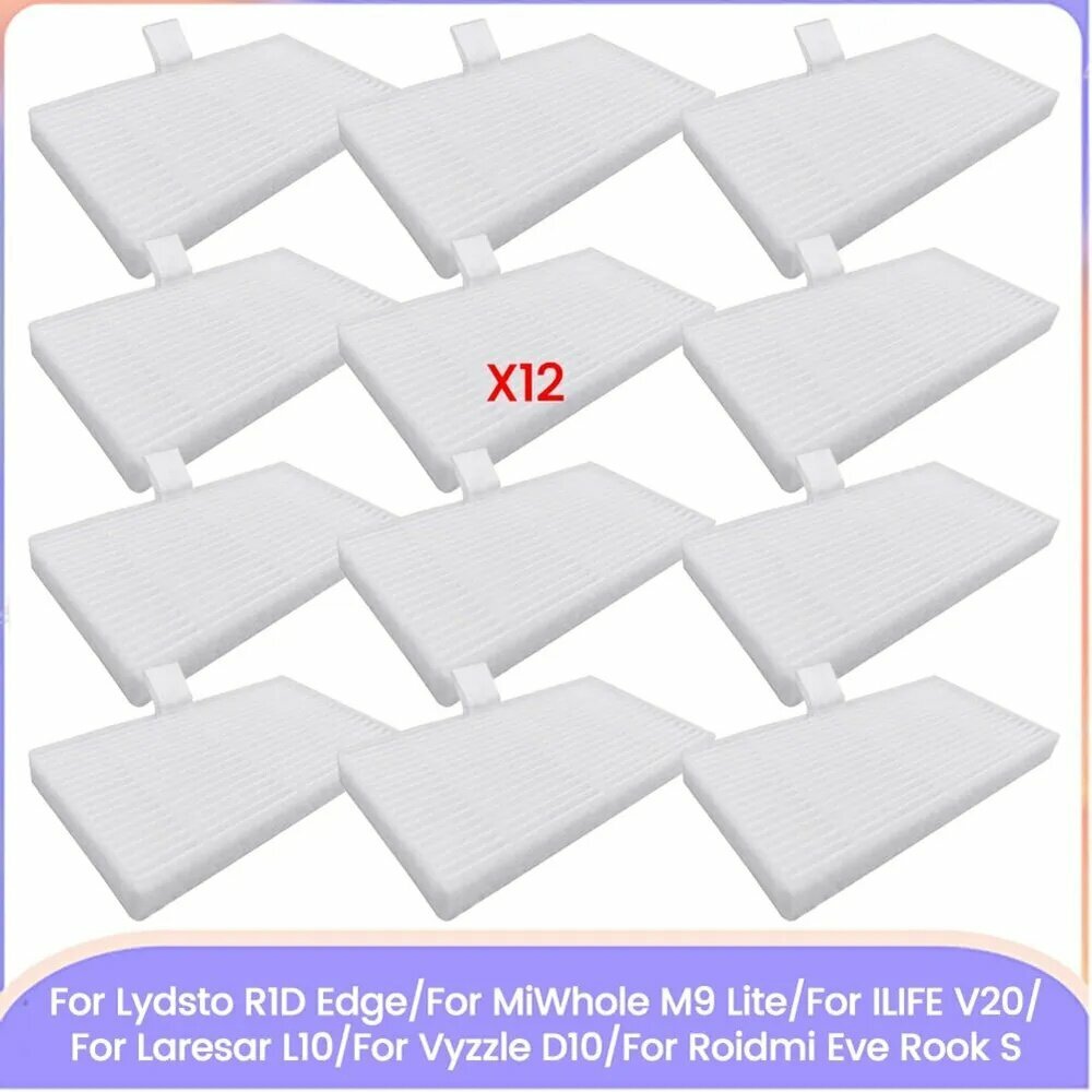 12 Шт. Для Lydsto R1D Edge/MiWhole M9 Lite/ILIFE V20/LaresarL10 Фильтр
