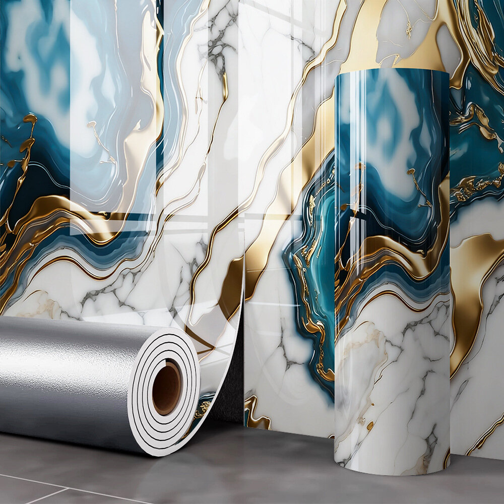2025 Новые золотые мраморные самоклеящиеся наклейки для стен, декор стен, имитация плитки, наклейки для фона телевизора, обои для гостиной