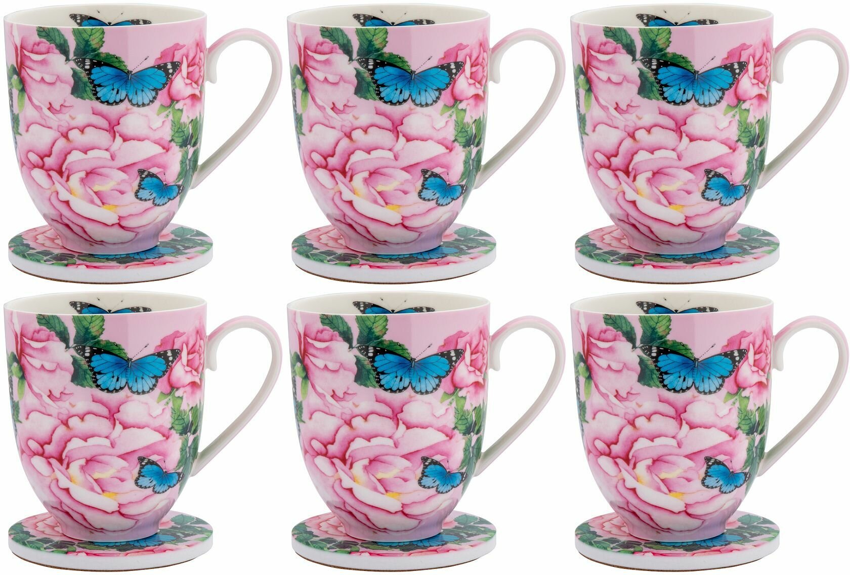 Набор из 6 кружек Maxwell & Williams Экзотика 400 мл, фарфор, чашки для чая и кофе 6 шт