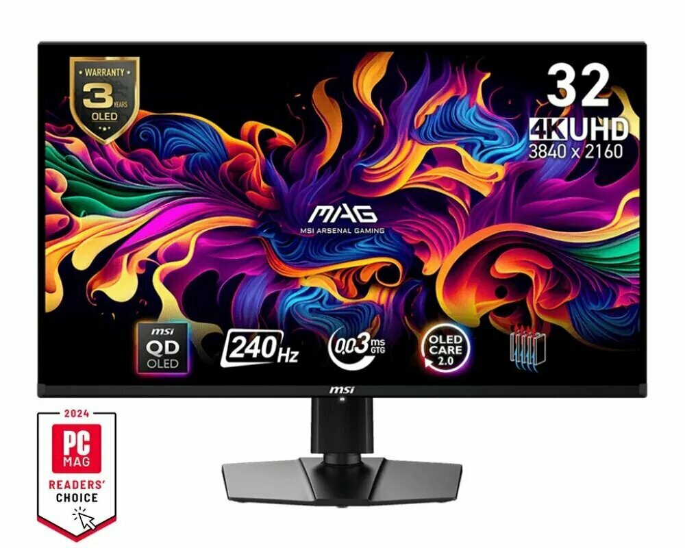 MSI 32" Монитор MAG 321UPX QD-OLED, 4K 240Hz 0.03ms GTG HDR400 HDMI2.1, черный