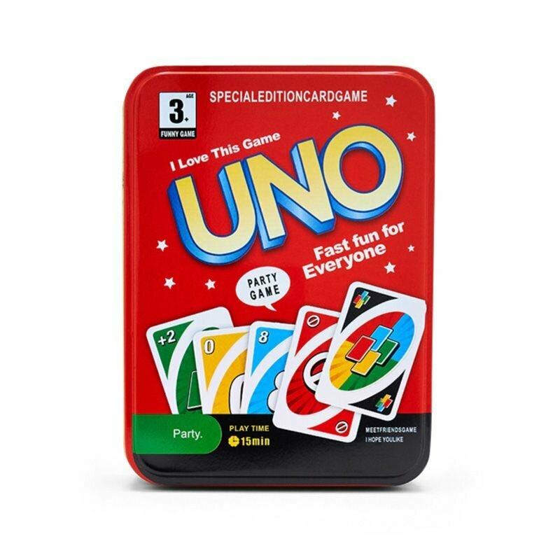 Металлическая коробка Настольная карточная игра UNO Новая версия игры для всей семьи (красный, черный) новая версия для семьи красный черный