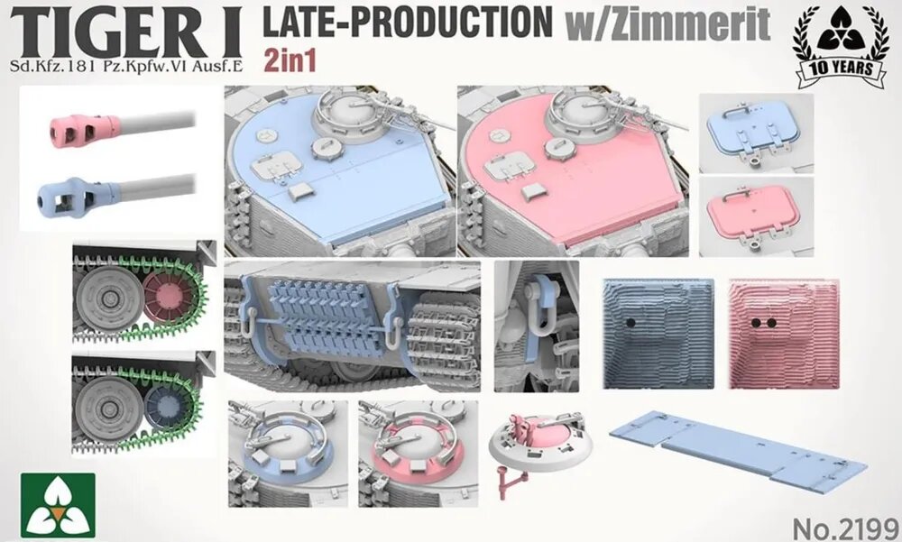 TAKOM 2199 1/35 Постпродакшн Tiger I с Zimmetrict Модель сборки танков