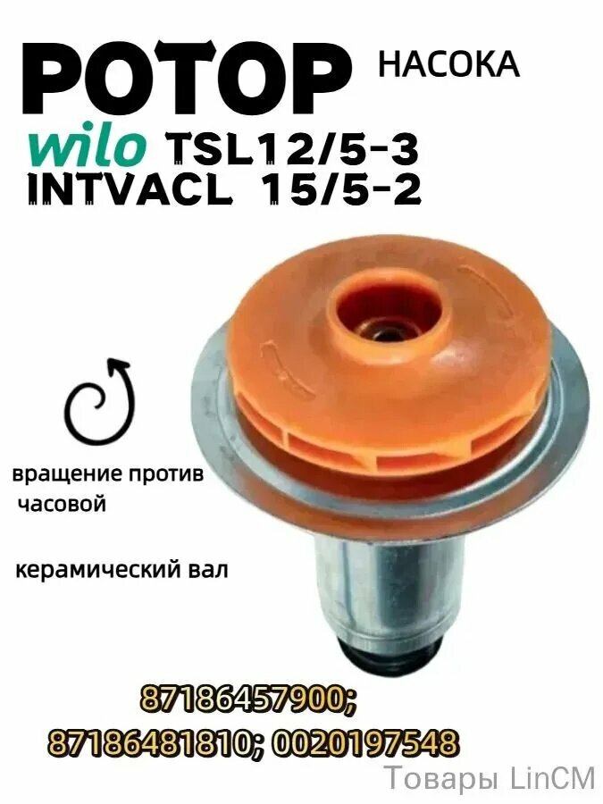Ротор для насоса Wilo TSL 12/5, INTVACL 15/5-2 для котлов Bosch Gaz 6000, 2000, Buderus Logamax U072, Protherm, 87186481810, 87186457900 35MM