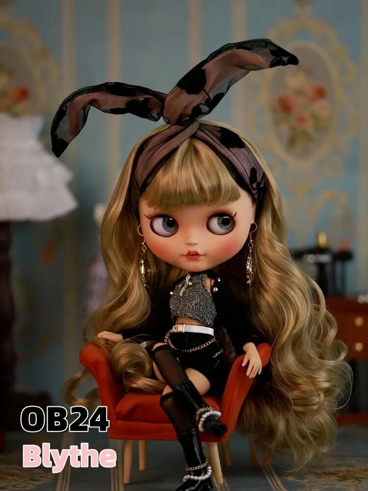 Шарнирная кукла Блайз Blythe на теле OB24, 30 см Полный комплект: парик, глаза, одежда Дизайнерский макияж