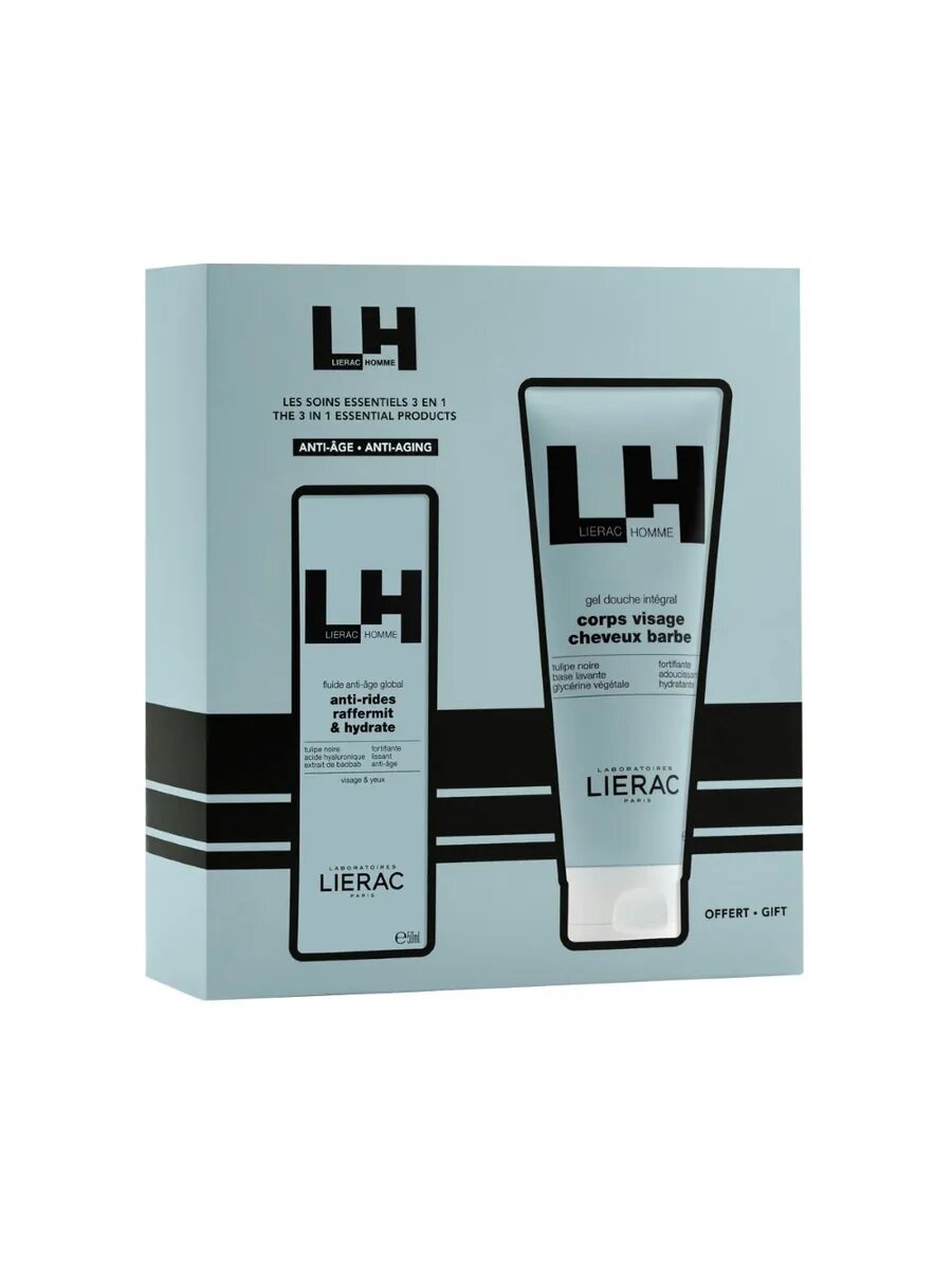 Lierac набор homme/крем-флюид антивозрастной 50 мл+гель для