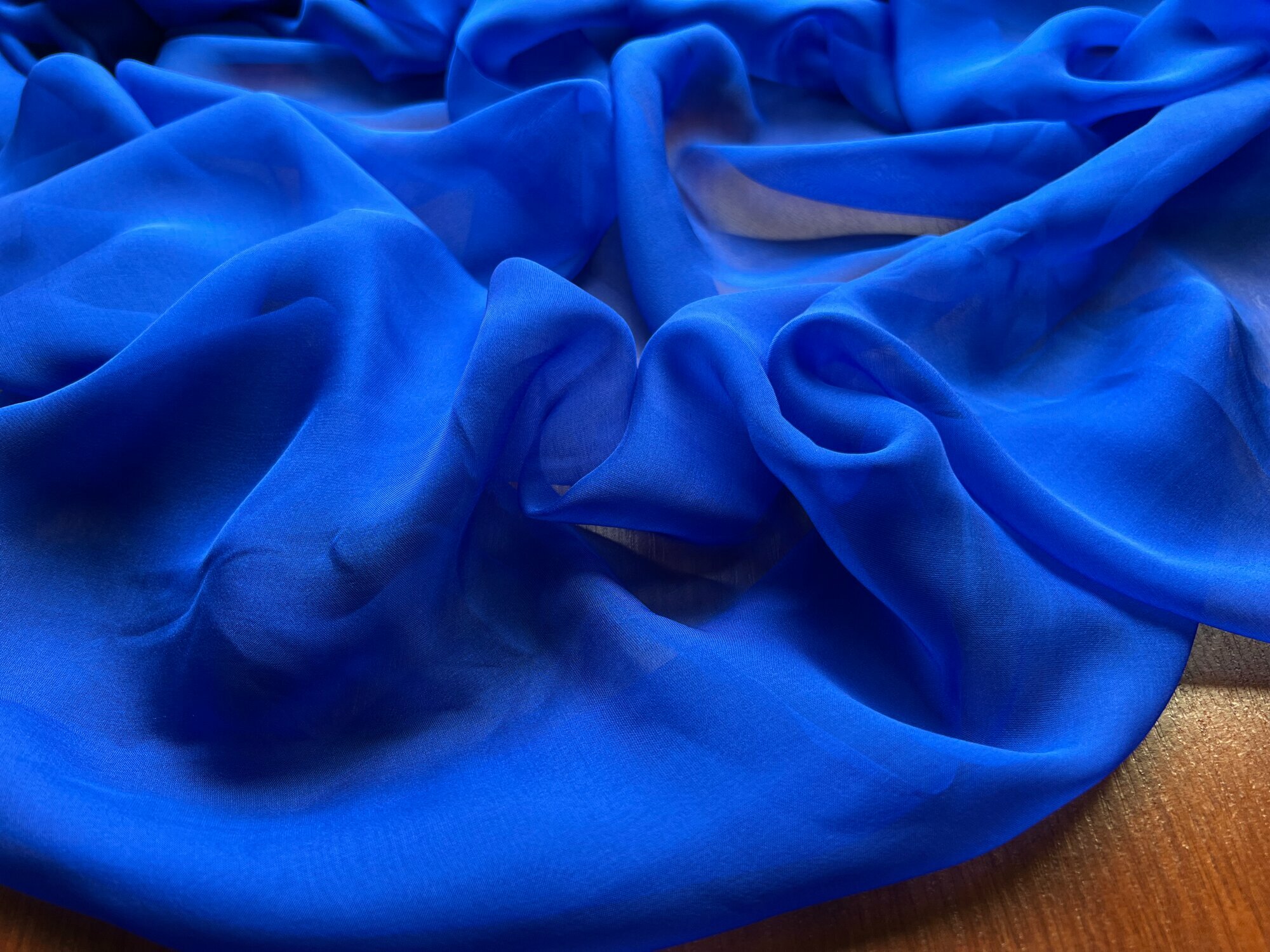 Шёлковый Шифон синий, 100% Натуральный Шёлк, 5 Момми Ширина 140 См, Шёлковая Ткань Креп-сатин