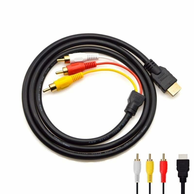 Кабель HDMI на 3RCA, Кабель для подключения периферийных устройств HDMI/RCA, 1.5 м, черный
