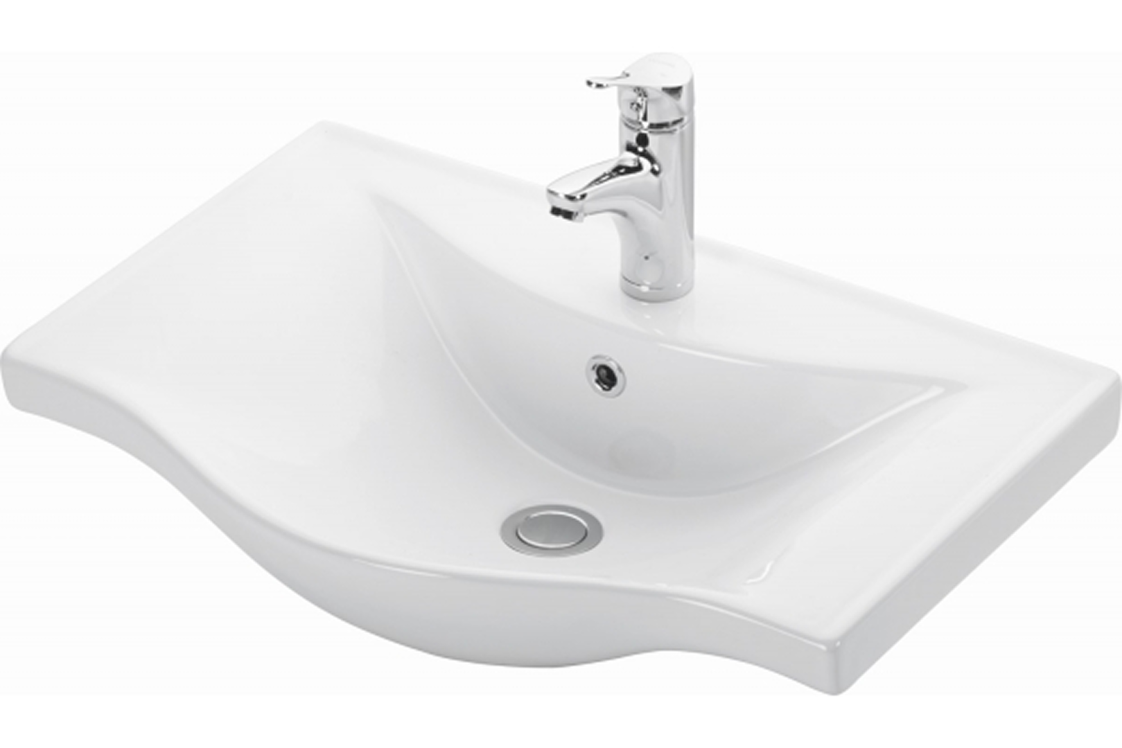 Раковина Lapino "BASIC" 7060, накладная, белая, фаянс, 60x45x17,5 см