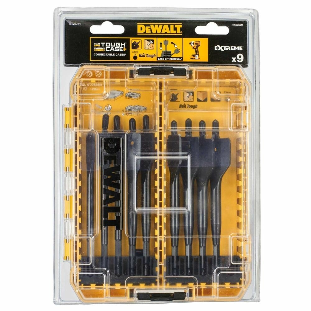 Набор сверл перьевых DEWALT IMPACT 12-32мм, 9 шт, (DT70751-QZ)