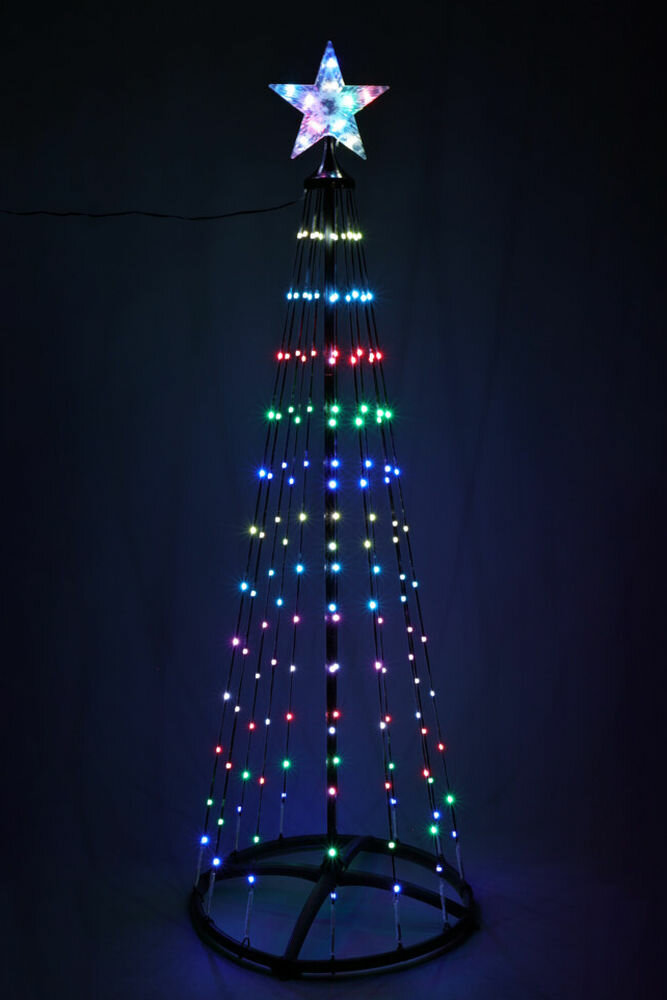 Декоративная светящаяся ёлка сияние праздника, 154 RGB LED-огня, 150 см, контроллер, ПДУ, уличная, Koopman International AX5380200