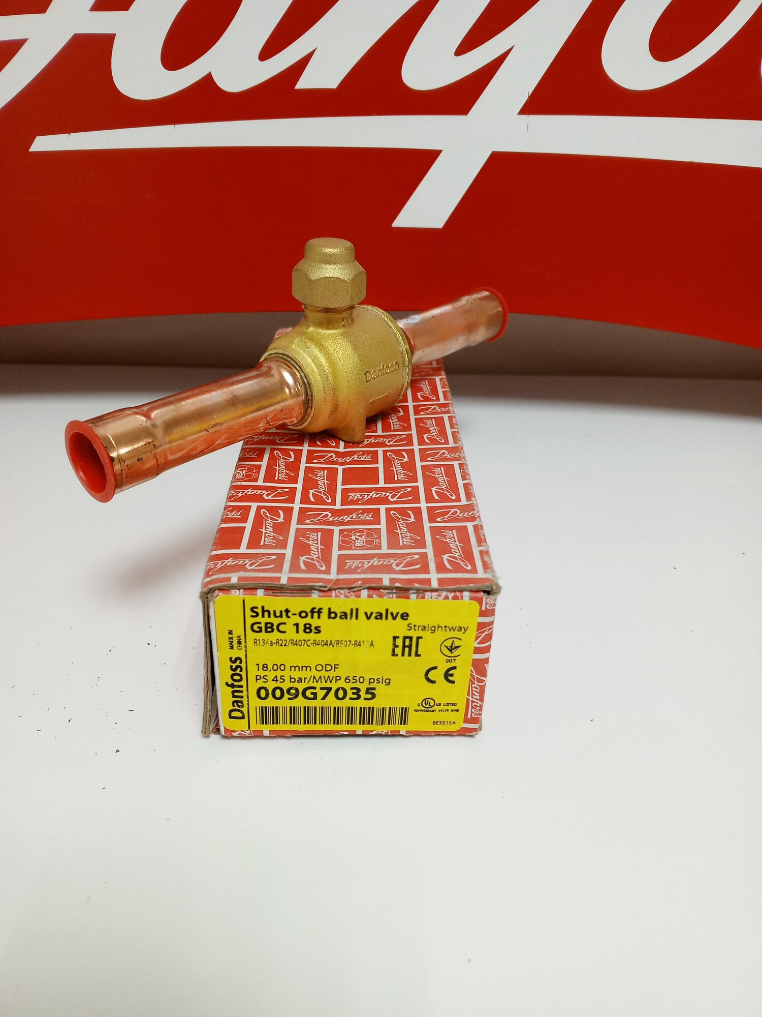 Кран запорный шаровый GBC 18s Danfoss со штуцерами под пайку (009G7035)