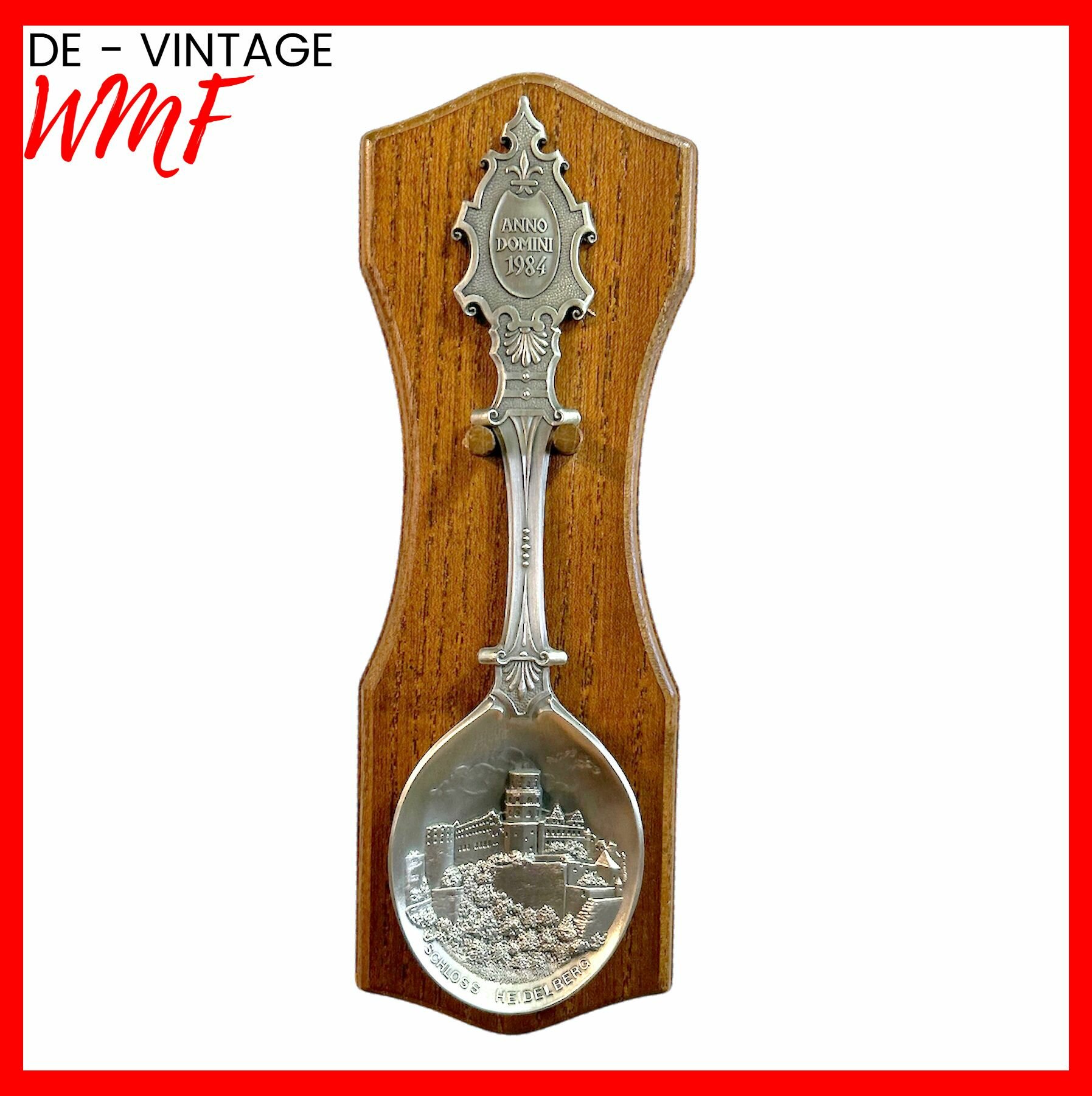 Ложка декоративная оловянная на деревянной подставке 1984 год, BMF, винтаж. Германия
