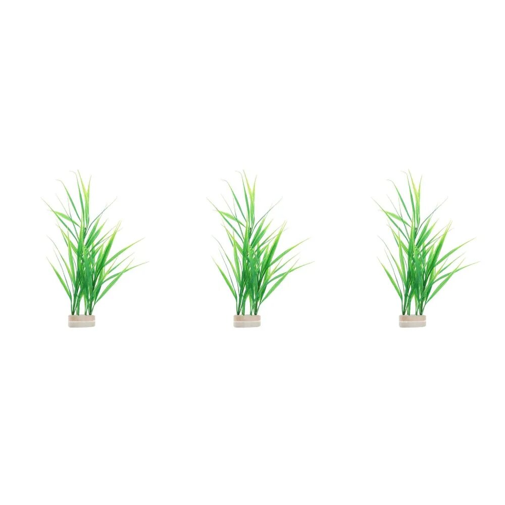 Зелёные пластиковые искусственные растения для аквариума, набор из трёх штук