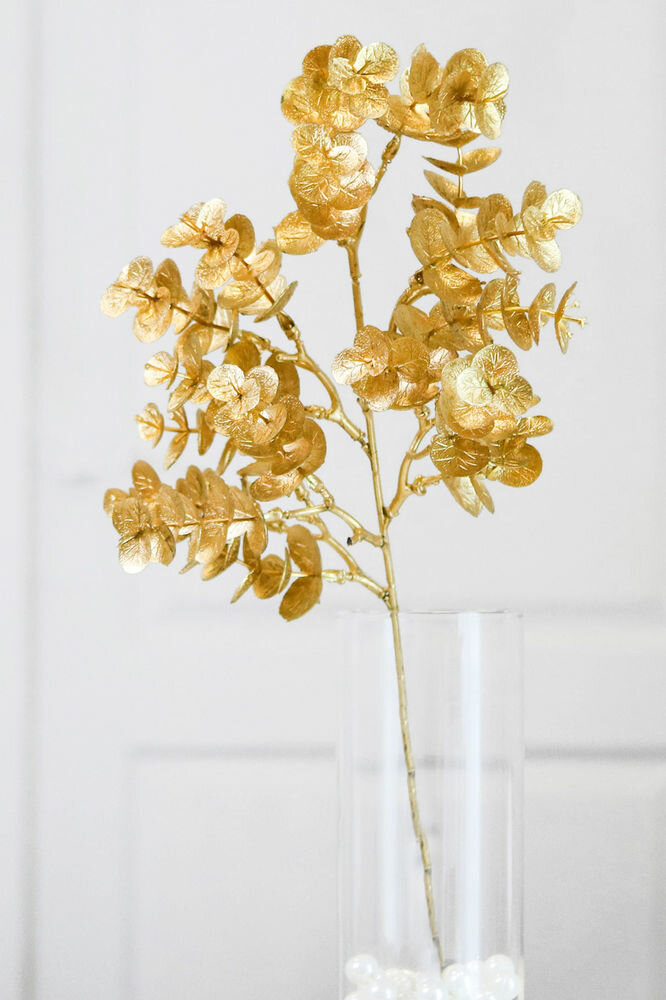 Декоративная ветка золотой эвкалипт, текстиль, 48 см, EDG 685253-01