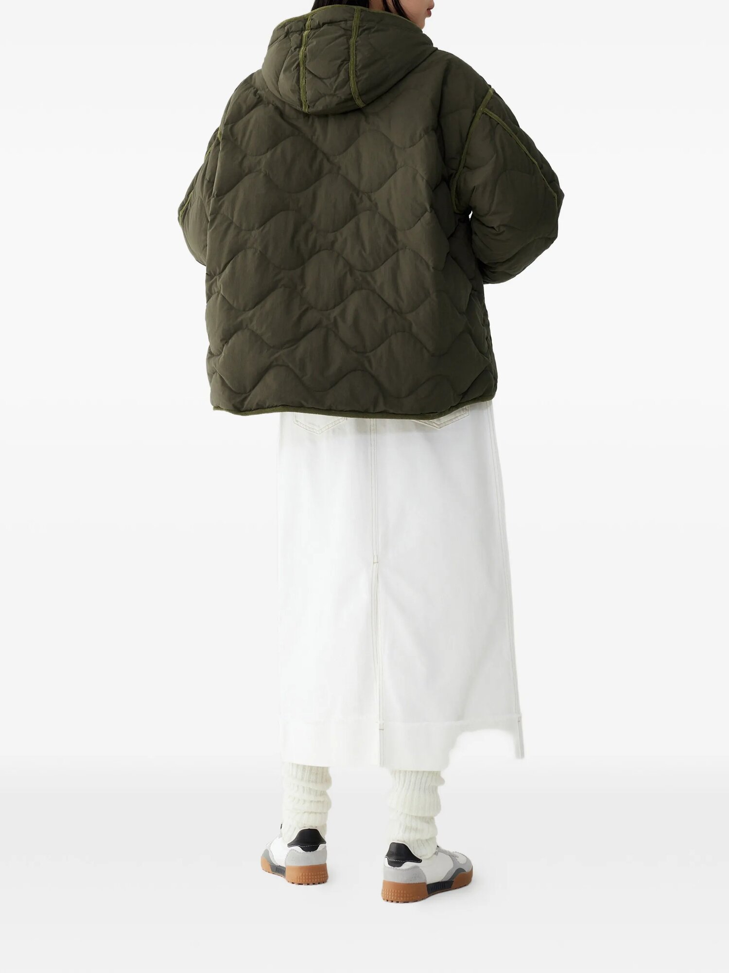 Куртка STUDIO TOMBOY Toggle-detail puffer jacket, размер OneSize, зеленый, — фото 1
