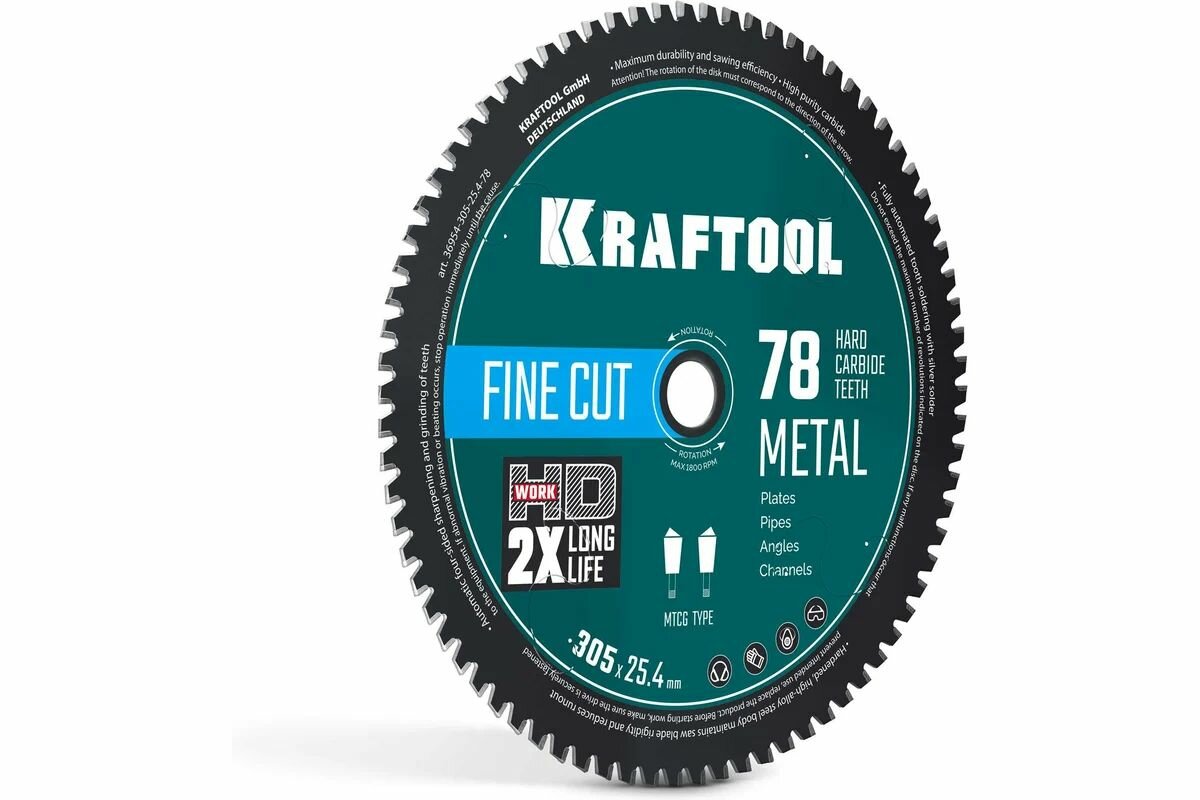 Диск пильный KRAFTOOL Metal Cut, 305х25.4 мм, 78Т, по металлу и стали