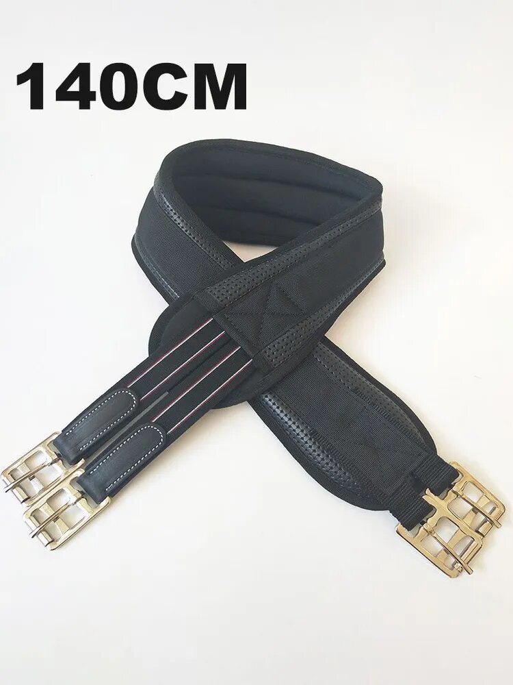 Подпруга для лошади 140 см черного цвета из натуральной кожи для верховой езды