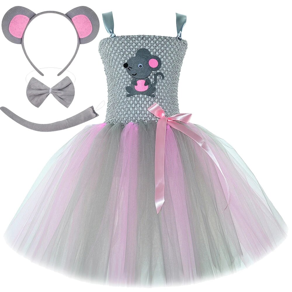 Розовые-серые костюмы мышки для девочек 5Y, Dress Set 1