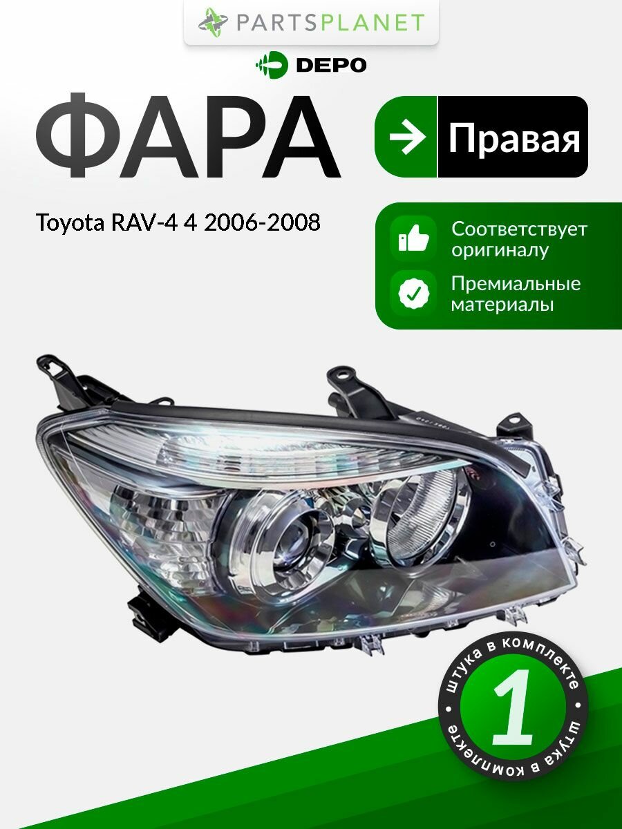 Фара правая для Тойота Рав 4 2005-2012, oem 8113042360 арт 21211K5RLDEM7