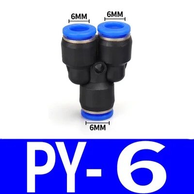 Пневматический фитинг PY-6, трехходовой, 6 мм, синий