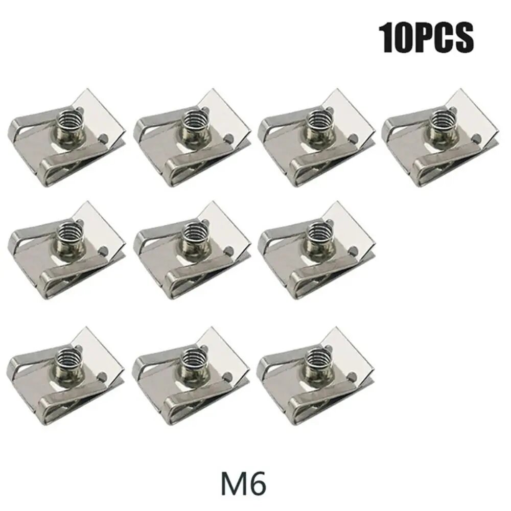 10 шт. универсальные зажимы типа M6 M5 M4 M8 U с резьбой из нержавеющей стали, язычковые гайки 8 мм, 5 мм, 6 мм, 4 мм, серебряные автомобильные пружинные зажимы