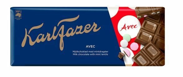 Шоколад молочный Karl Fazer Avec с мятными драже 180 г