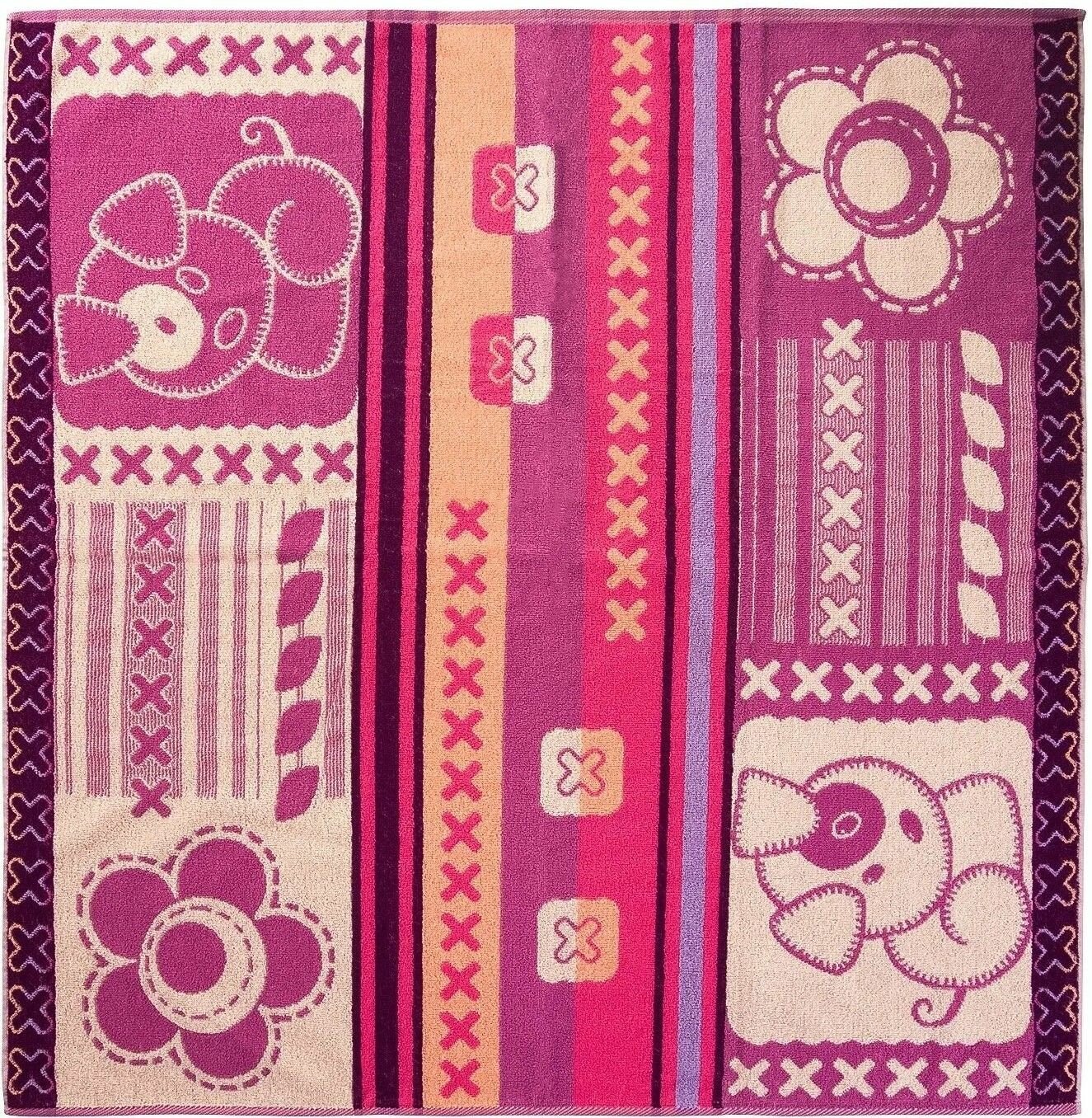 Полотенце махровое банное в подарок ребенку мальчику, девочке, внуку, внучке, сыну, крестнику "Лучший друг" 100*100 см Сиреневое