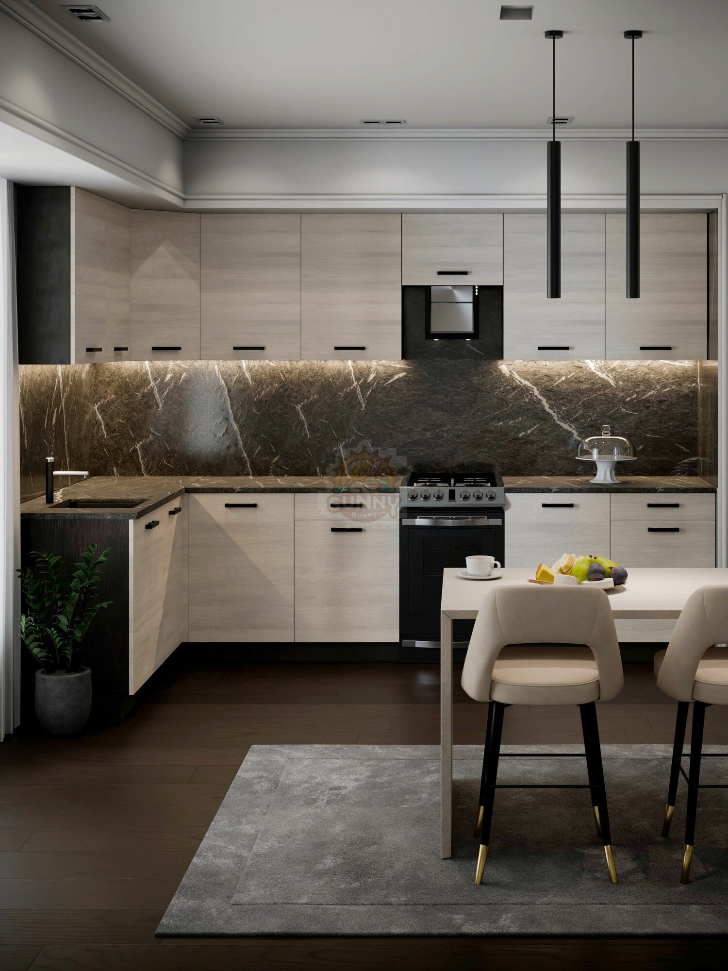 Кухня модульная угловая со столешницей Мария, 160 х310см, Венге/Лоредо ЛДСП, 180х310х60см, столеш-а 60см