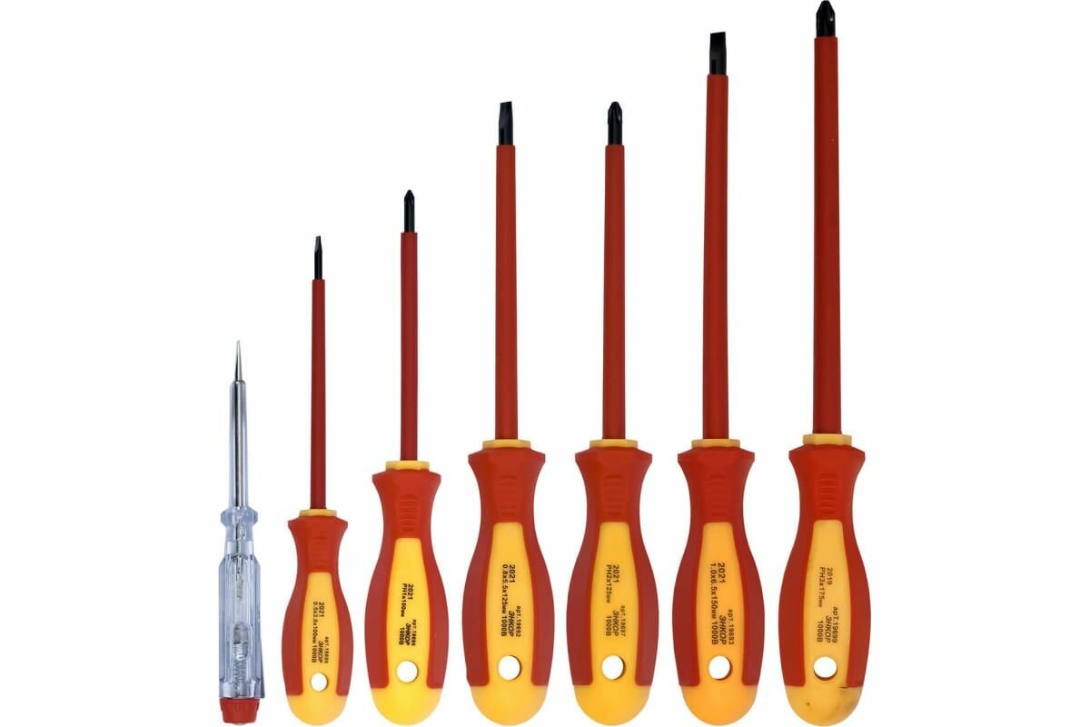 Набор диэлектрических отверток Энкор с пробником, 19834