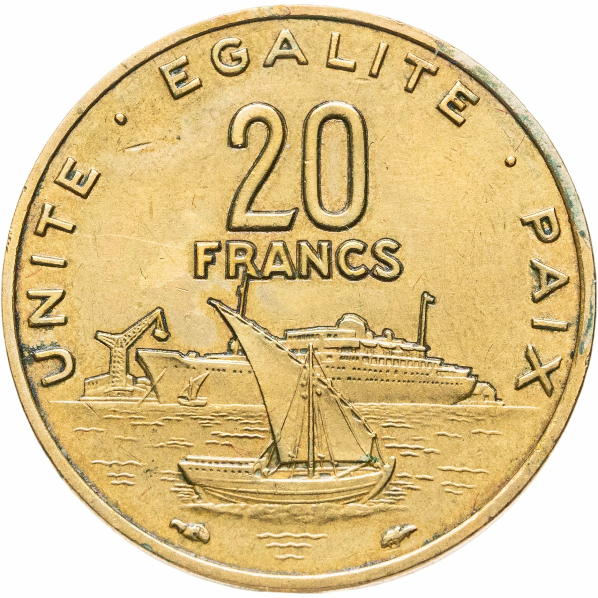 Джибути 20 франков francs 1983, Бронза, в сохранности XF