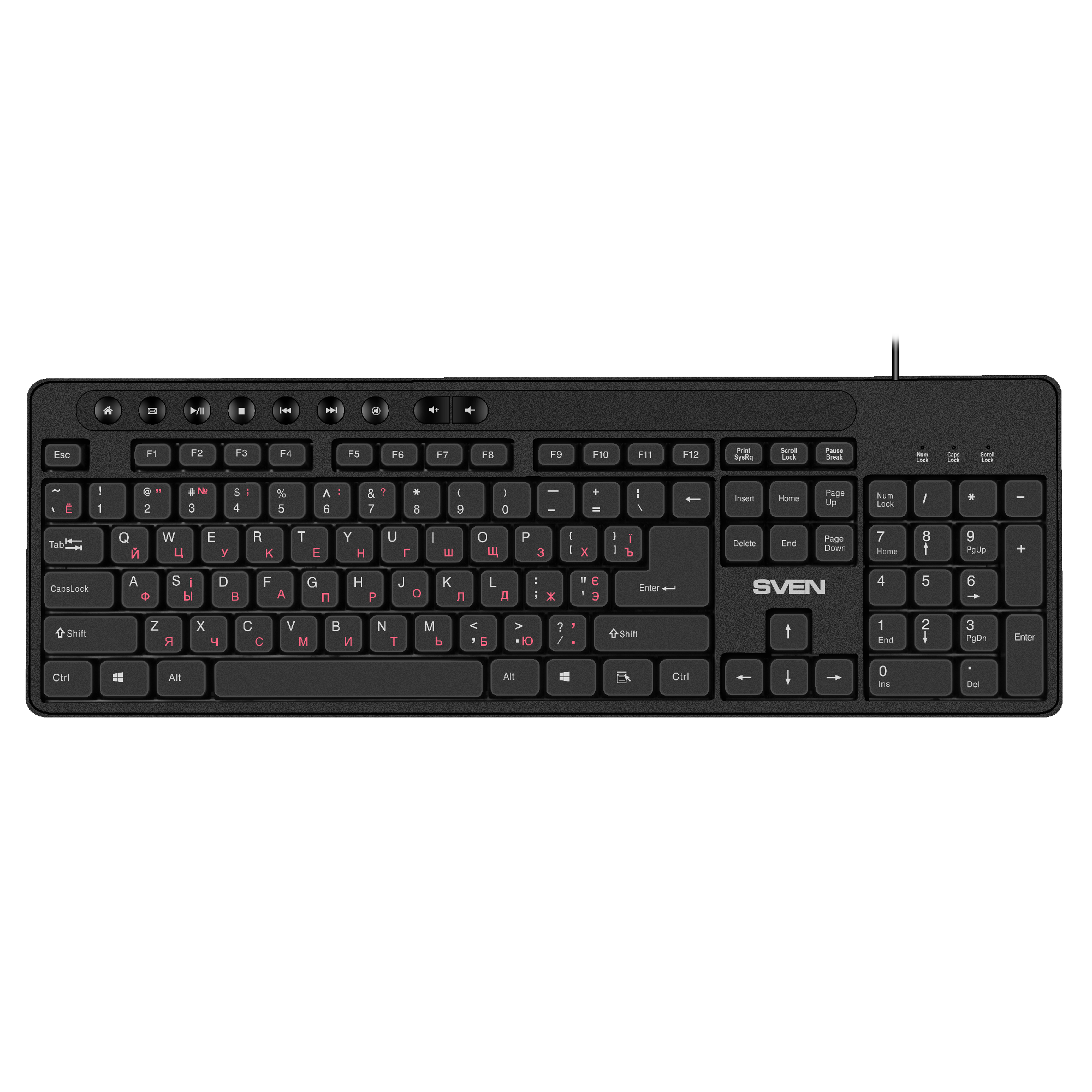 Клавиатура проводная мультимедийная SVEN KB-C3060, черная, SV-020125