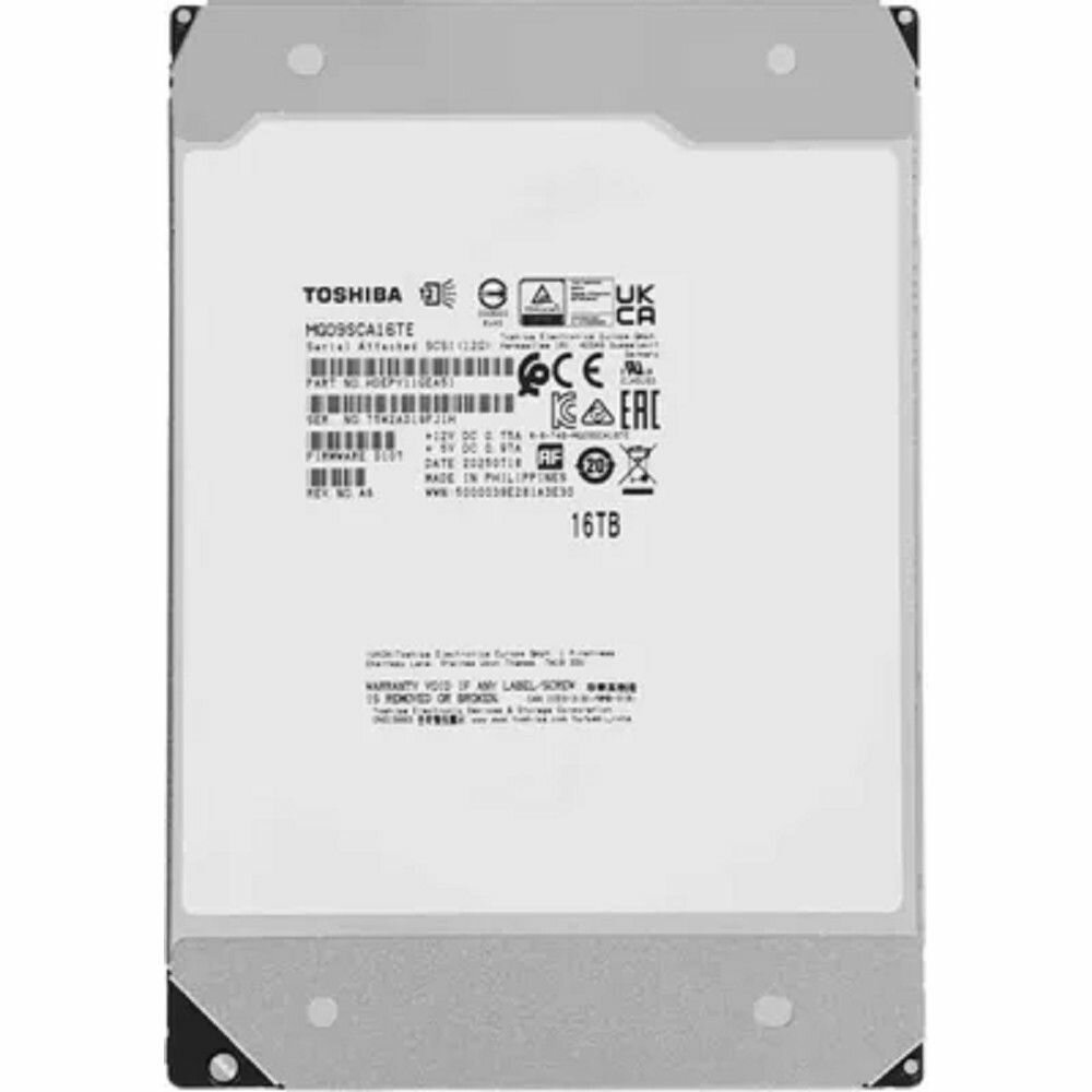 Toshiba Жесткий диск 16Tb Enterprise Capacity MG09SCA16TE SAS 3.5" Server 7200 12Gbit s 512Mb 1 year warranty