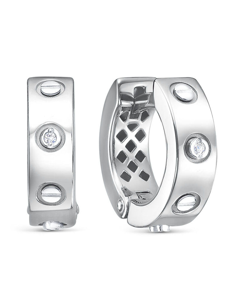 Серьги двусторонние, серебро, 925 проба, родирование, фианит