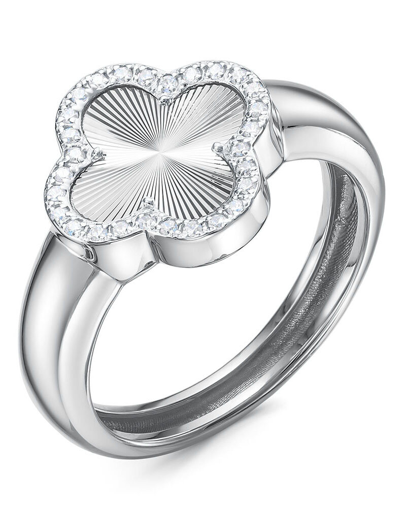 Кольцо на фалангу, серебро, 925 проба, родирование, фианит