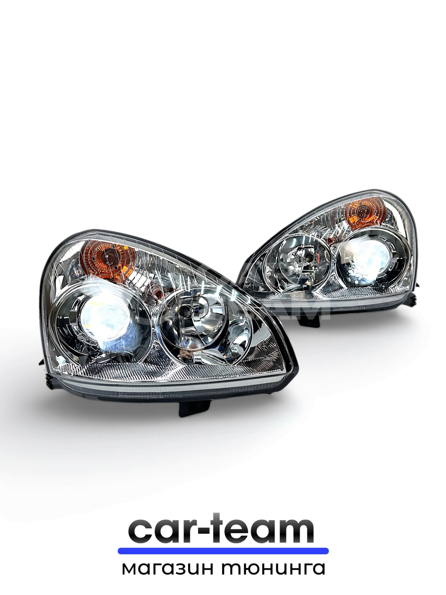 Фары на Лада Приора 1 (2170-72) передние с Bi LED модулями 2.5 дюйма, хром маска (под ключ)