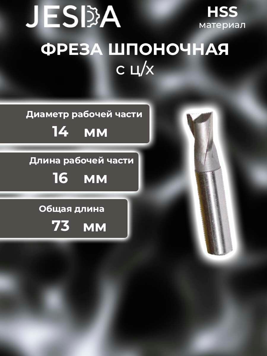Фреза шпоночная с ц/х ф14,0х16х73 мм HSS (2234-0371)
