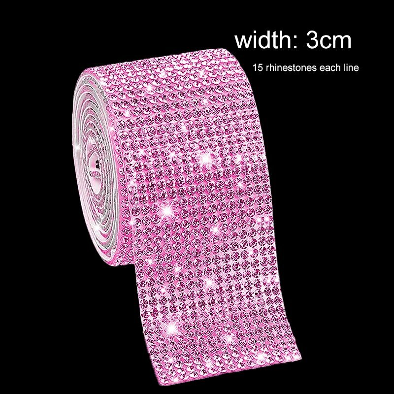 Стразы стеклянные самоклеящиеся pink 1 yard 3cm