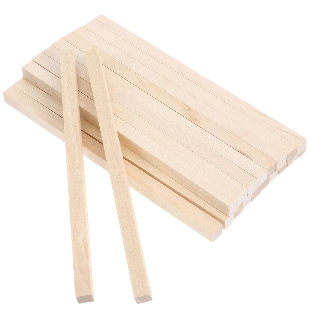 Незакрашенные деревянные квадратные рейки из массива для мастерских работ и рукоделия, 20 штук