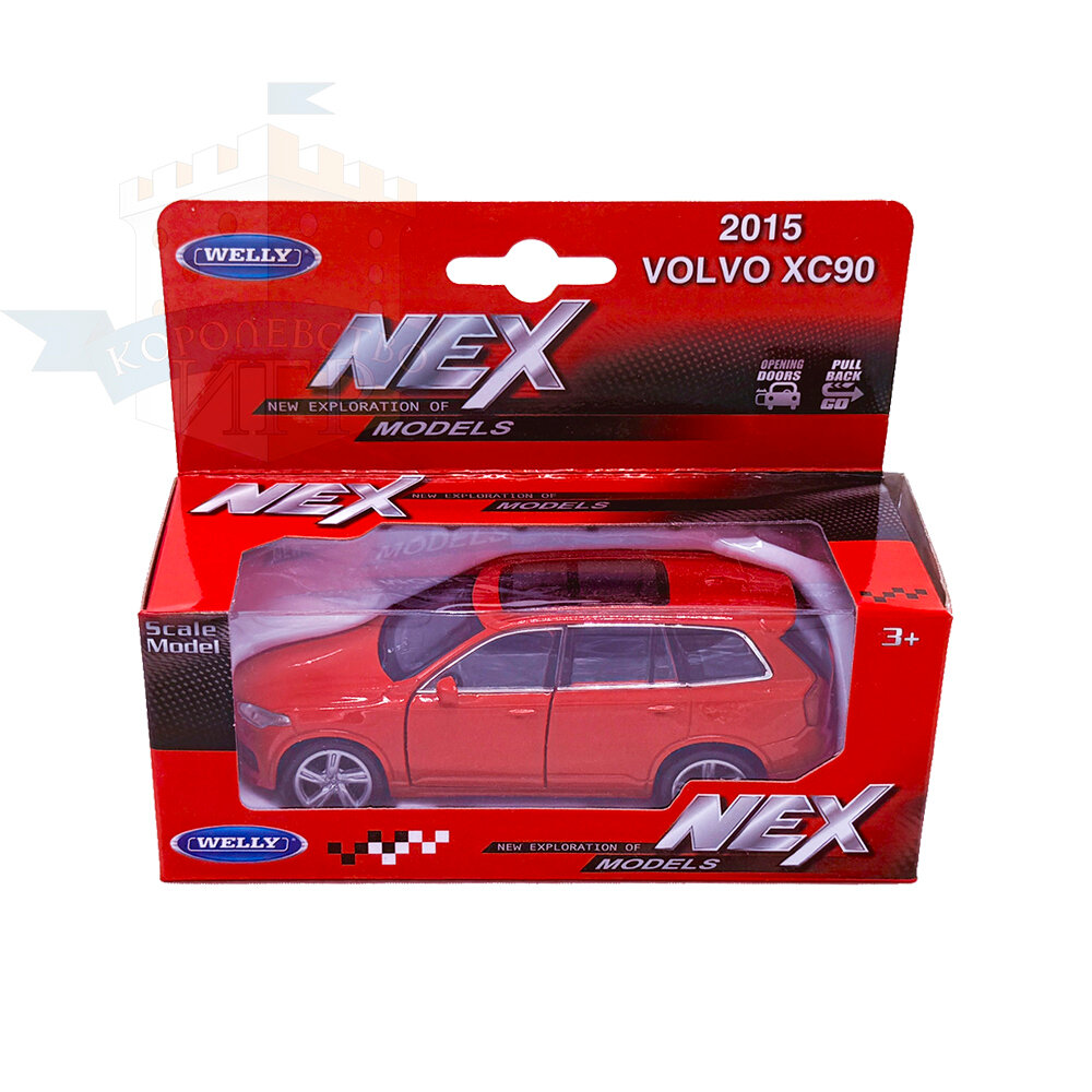 Машинка Welly Volvo XC90 2015, красный, 1:38, арт.43688W-R, коллекционная