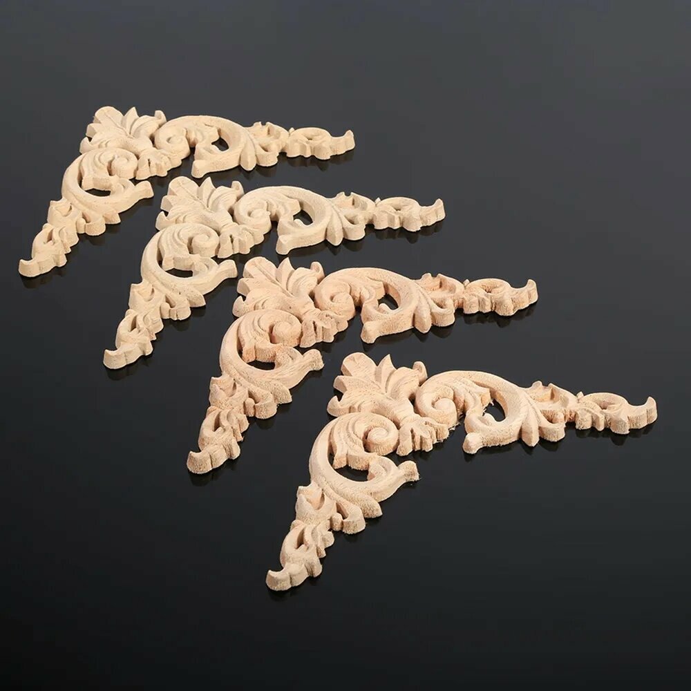 Европейские дворцовые деревянные аппликации, белая основа, 4 шт (12*12 см) - Стильные настенные наклейки для украшения и