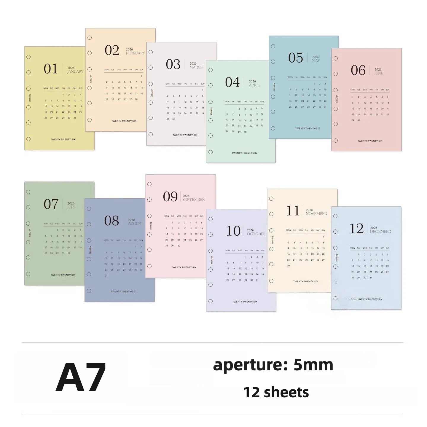 Календарь-планировщик A7, 12 листов, цвет A7