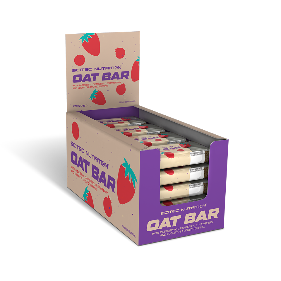 Овсяный батончик с кусочками фруктов и семенами Scitec Nutrition Oat Bar 70 г. (шоубокс 20 шт) ягоды-йогурт