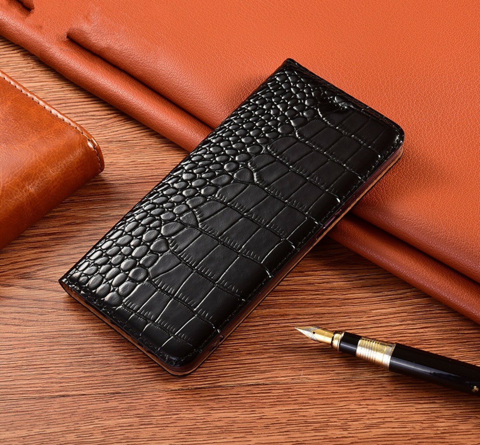 Чехол-книжка MyPads Premium Croco di lusso для Honor 90 из натуральной кожи с фактурой крокодила