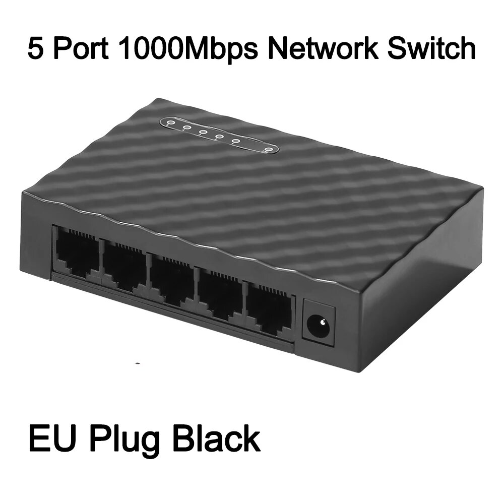 TenYua 5-портовый Gigabit сетевой коммутатор EU Plug Black