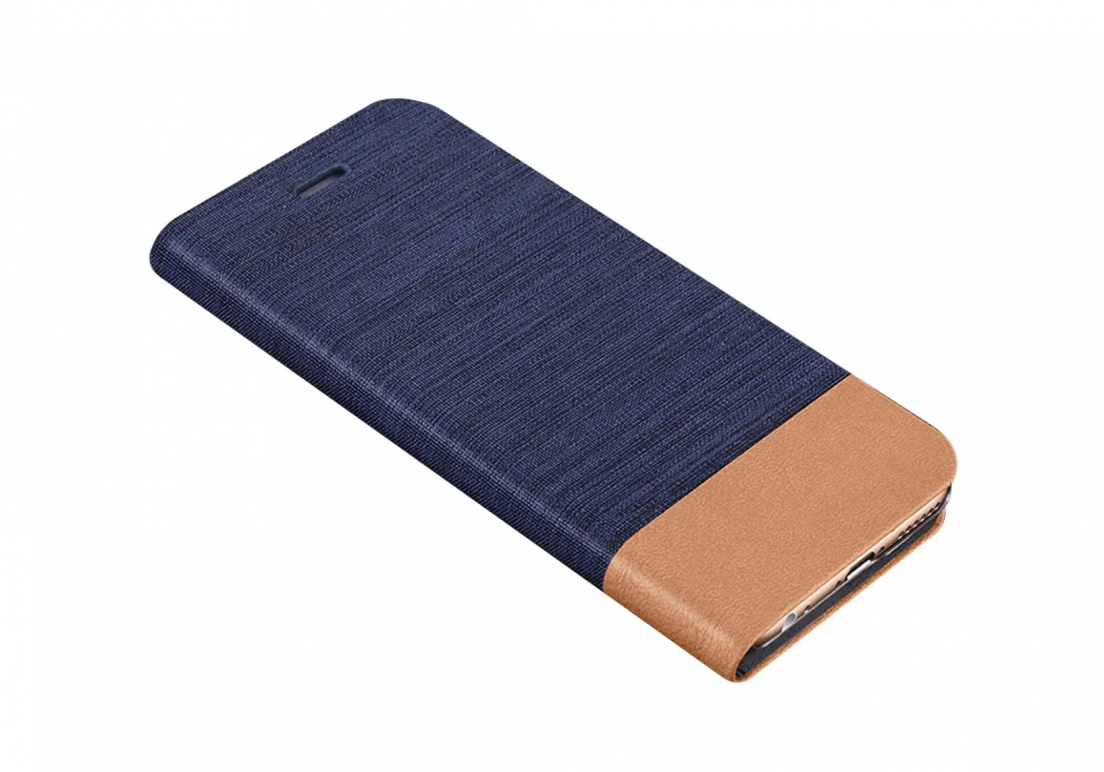 Чехол-книжка MyPads для Nokia X20 и Nokia X10 из водоотталкивающей кожи синий с коричневой вставкой