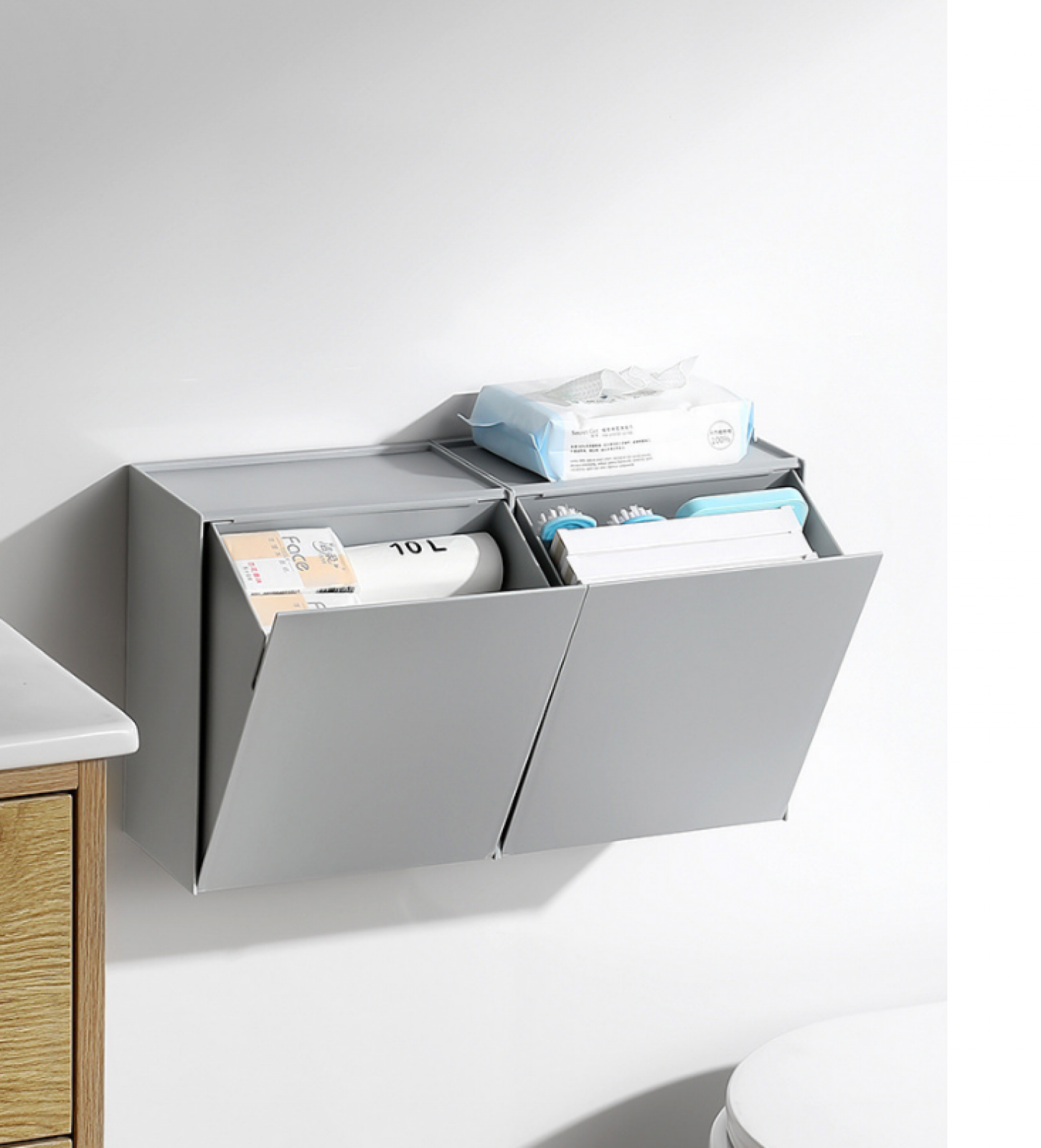 Органайзер подвесной MyPads с выдвижным ящиком на двухстороннем скотче, прочный пластик, универсальный