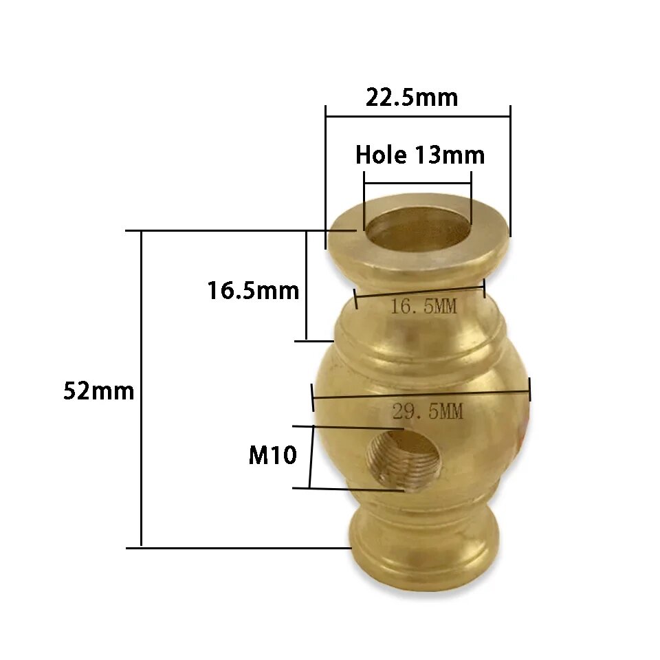 Латунный патрон для освещения M10 D29.5xH52mm