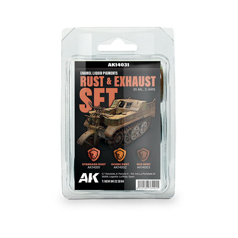 Набор красок AK Interactive AK Liquid Pigment RUST & EXHAUST SET AK14031 35 мл (3 шт)